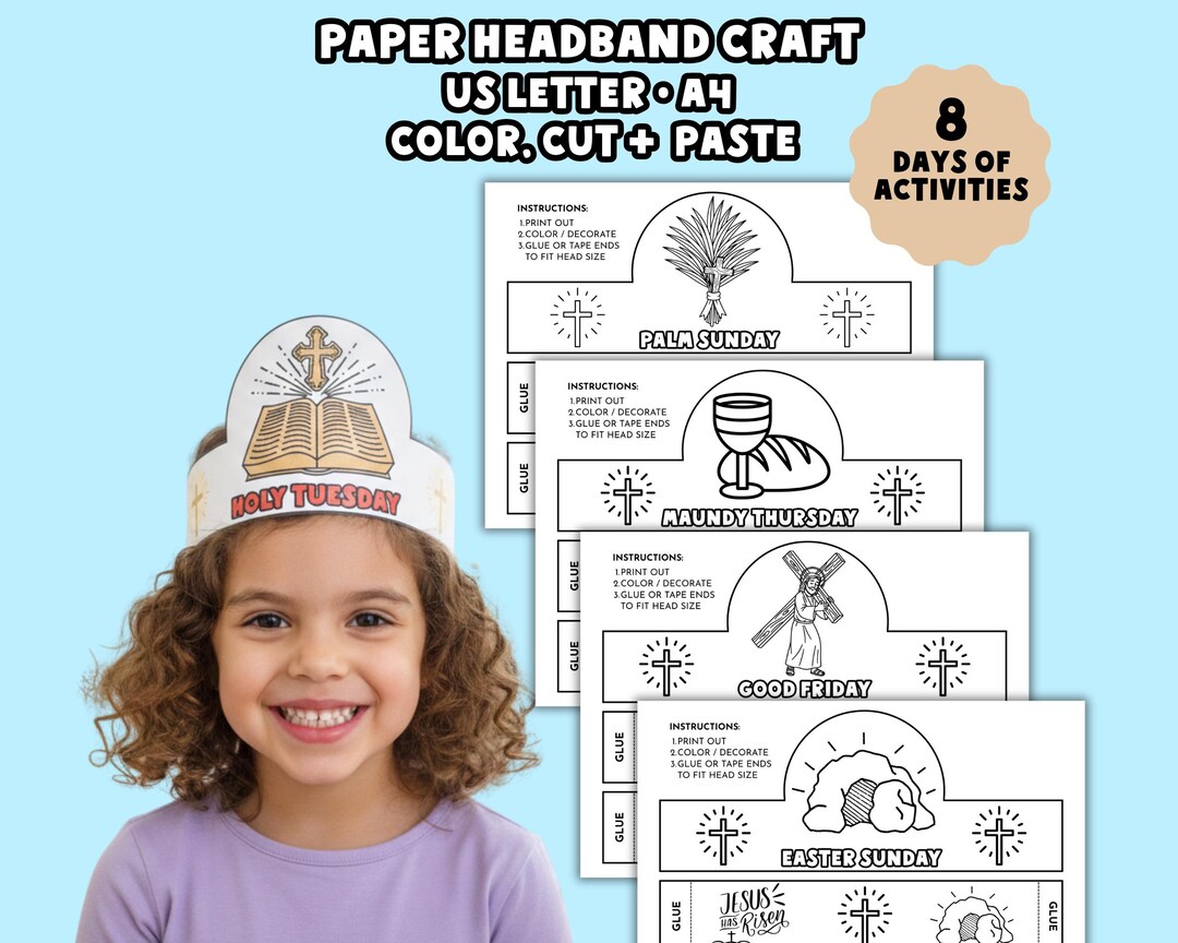 Holy Week Sunday School Craft Bundle: 8 Days of Easter Paper Crown ...