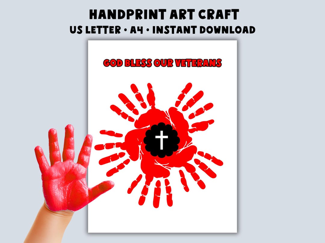Veteran's Day Handprint Craft: Sunday School God Bless Our Veterans ...