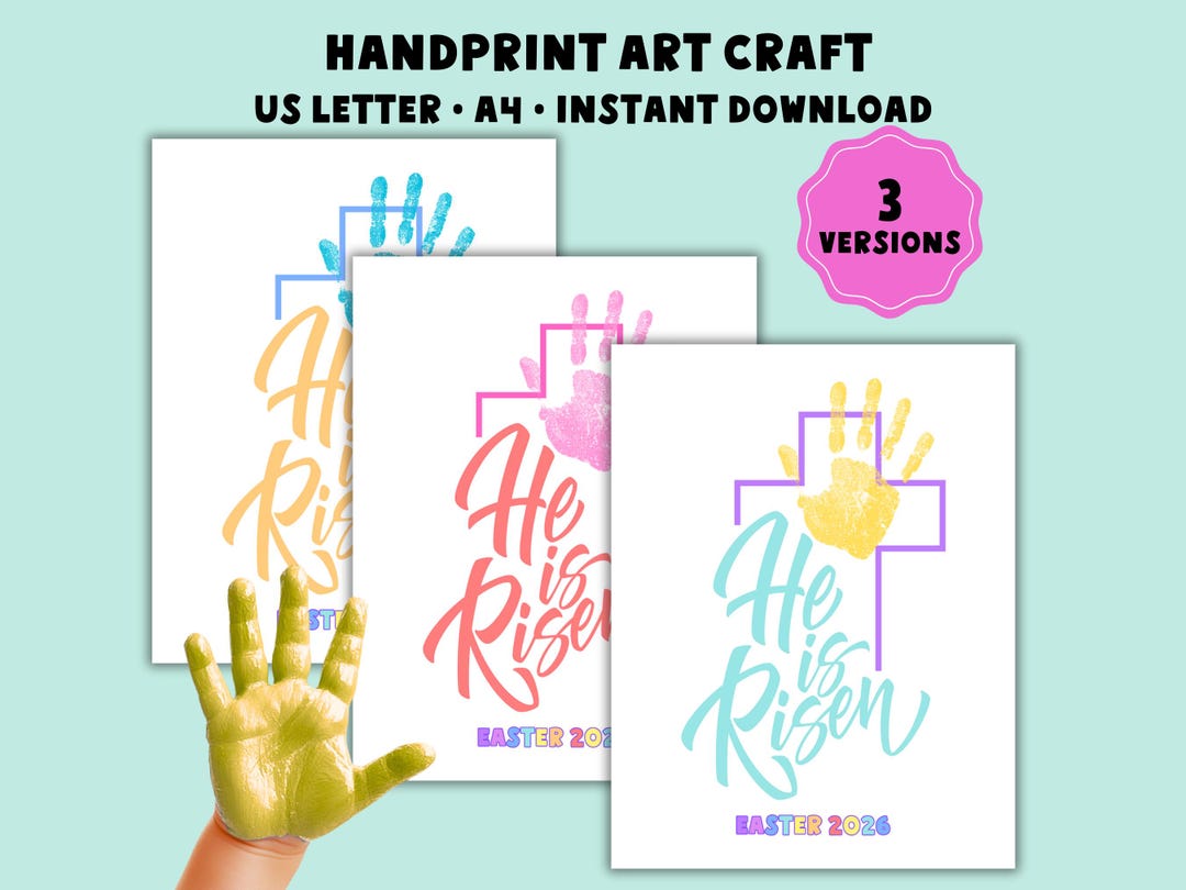 He is Risen Handprint Craft: Easter 2026 Sunday School Art, Jesus Has ...