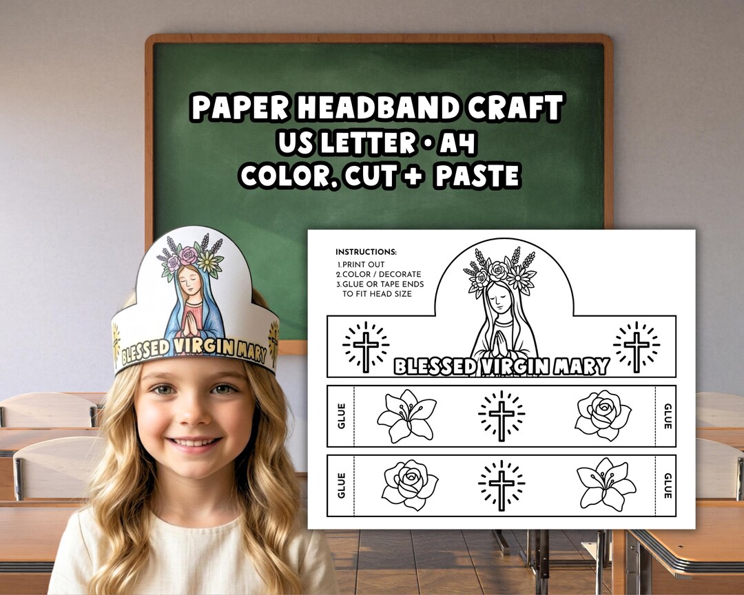 Blessed Virgin Mary Sunday School Craft: May Crowning Paper Headband ...