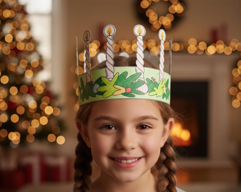 St Lucia Crown Craft: Saint Lucy Coloring Craft, Evergreen Crown With ...