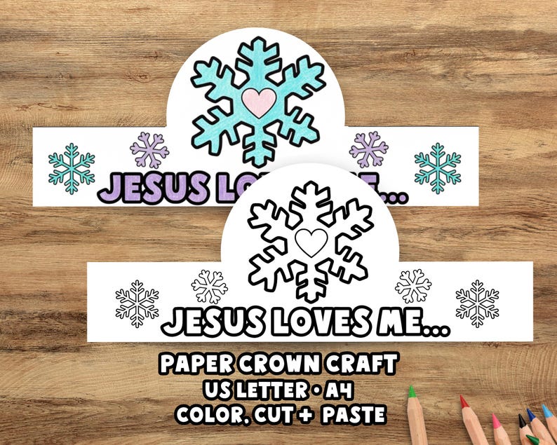 Winter Bible Craft: Snowflake Coloring Paper Crown Headband, Bible ...