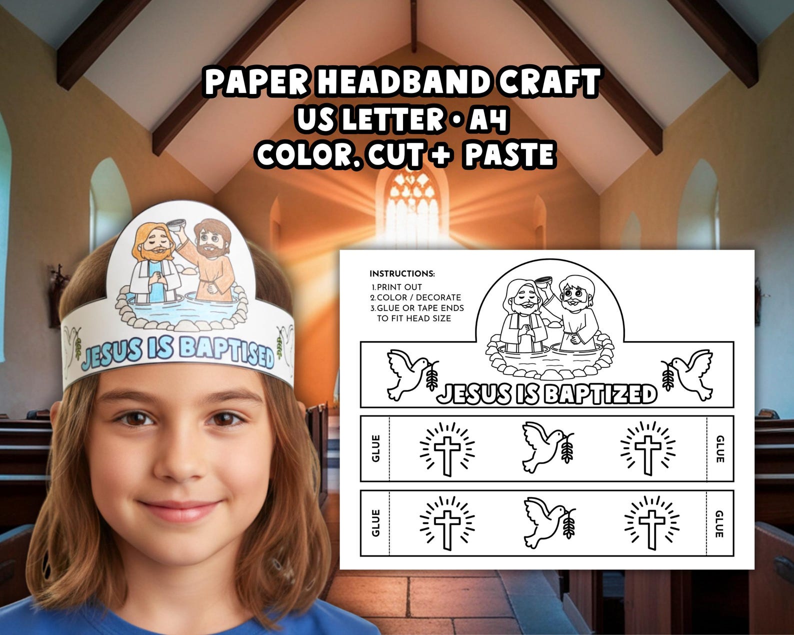 Jesus Baptism Craft: Baptism of the Lord Sunday School Activity, Jesus ...