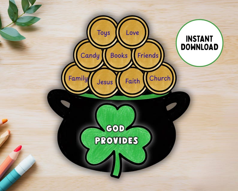 Sunday School St Patrick's Day Craft: Pot of Gold Gratitude Activity ...