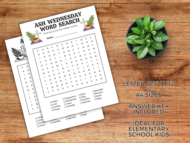 Ash Wednesday Wordsearch Activity: School Lesson, Bible Study, Easter ...