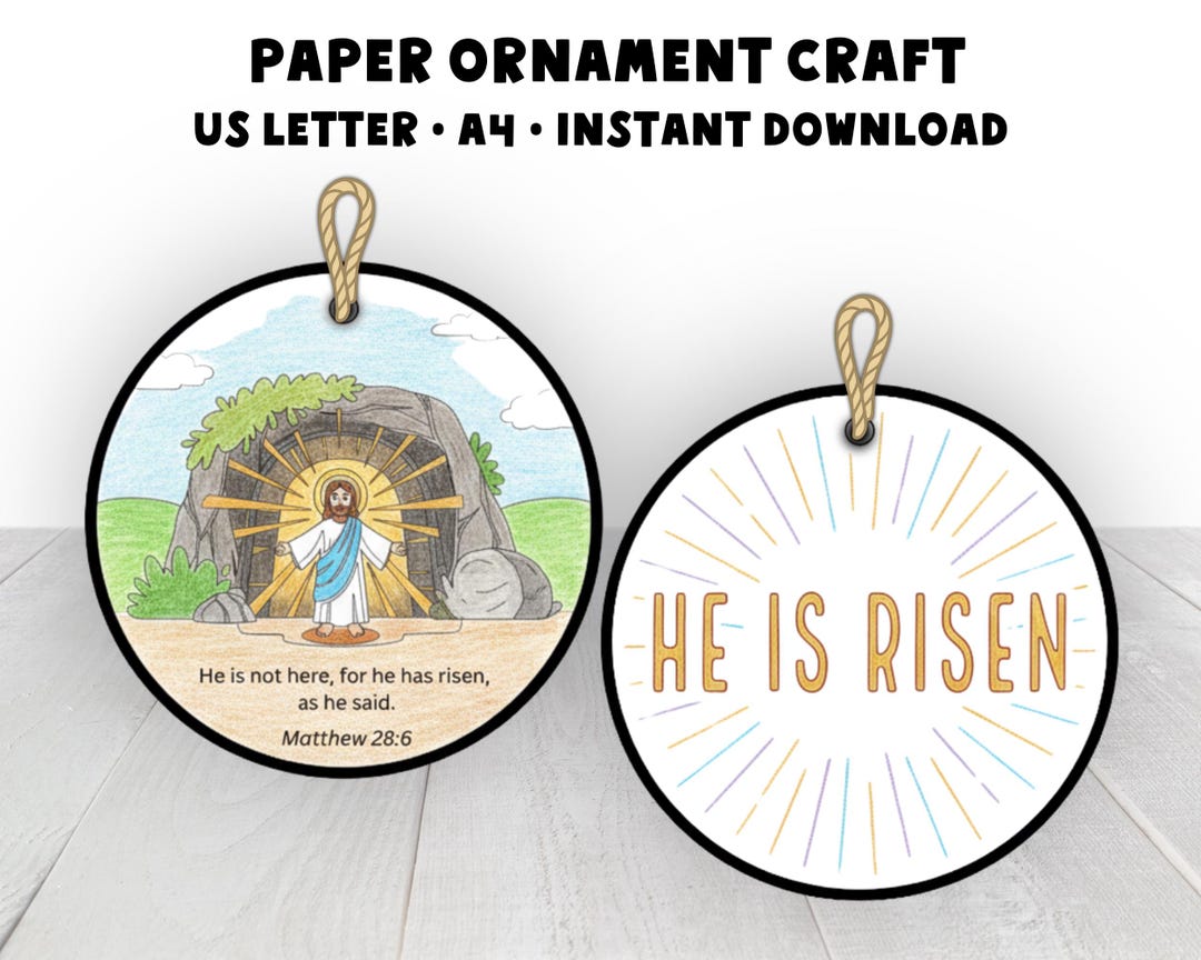 Easter Sunday School Craft: He is Risen Ornament Craft, Fan Craft, Kids ...