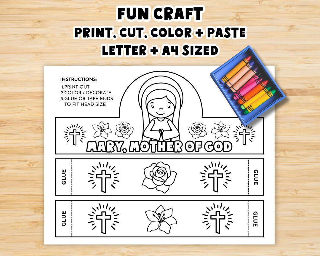 Solemnity of Mary Mother of God Crown Craft: Mother of Jesus Coloring ...