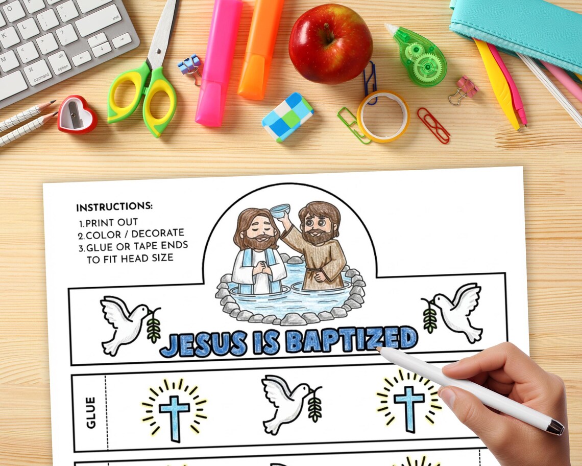 Jesus Baptism Craft: Baptism of the Lord Sunday School Activity, Jesus ...