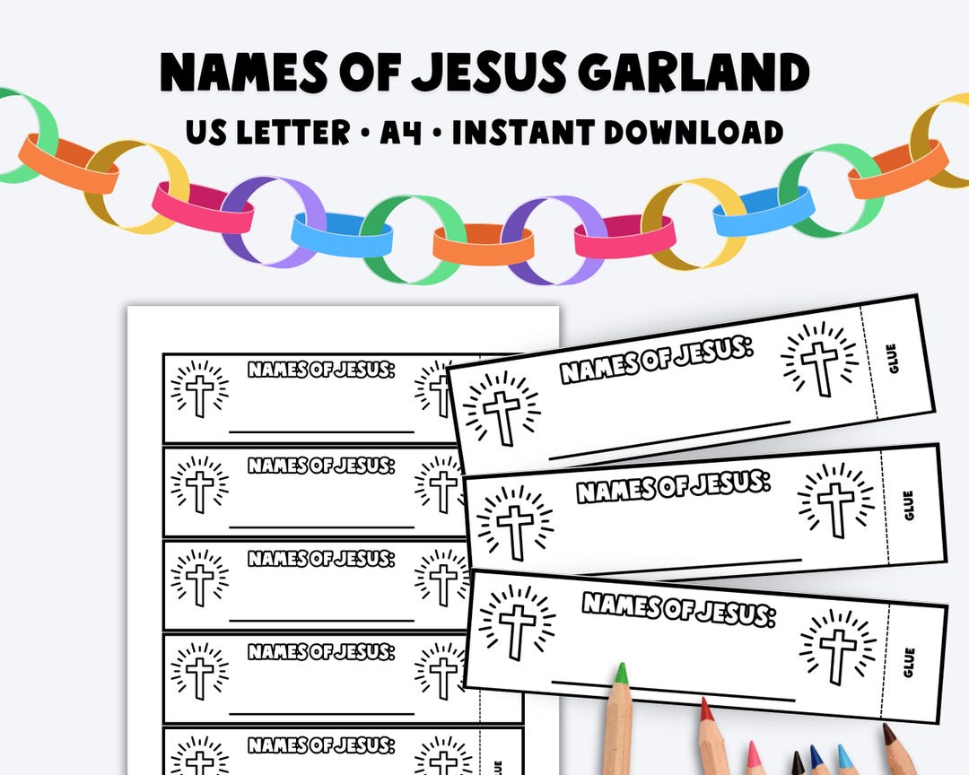 Advent Paper Chain: 25 Names of Jesus Garland, Printable Tree Activity ...