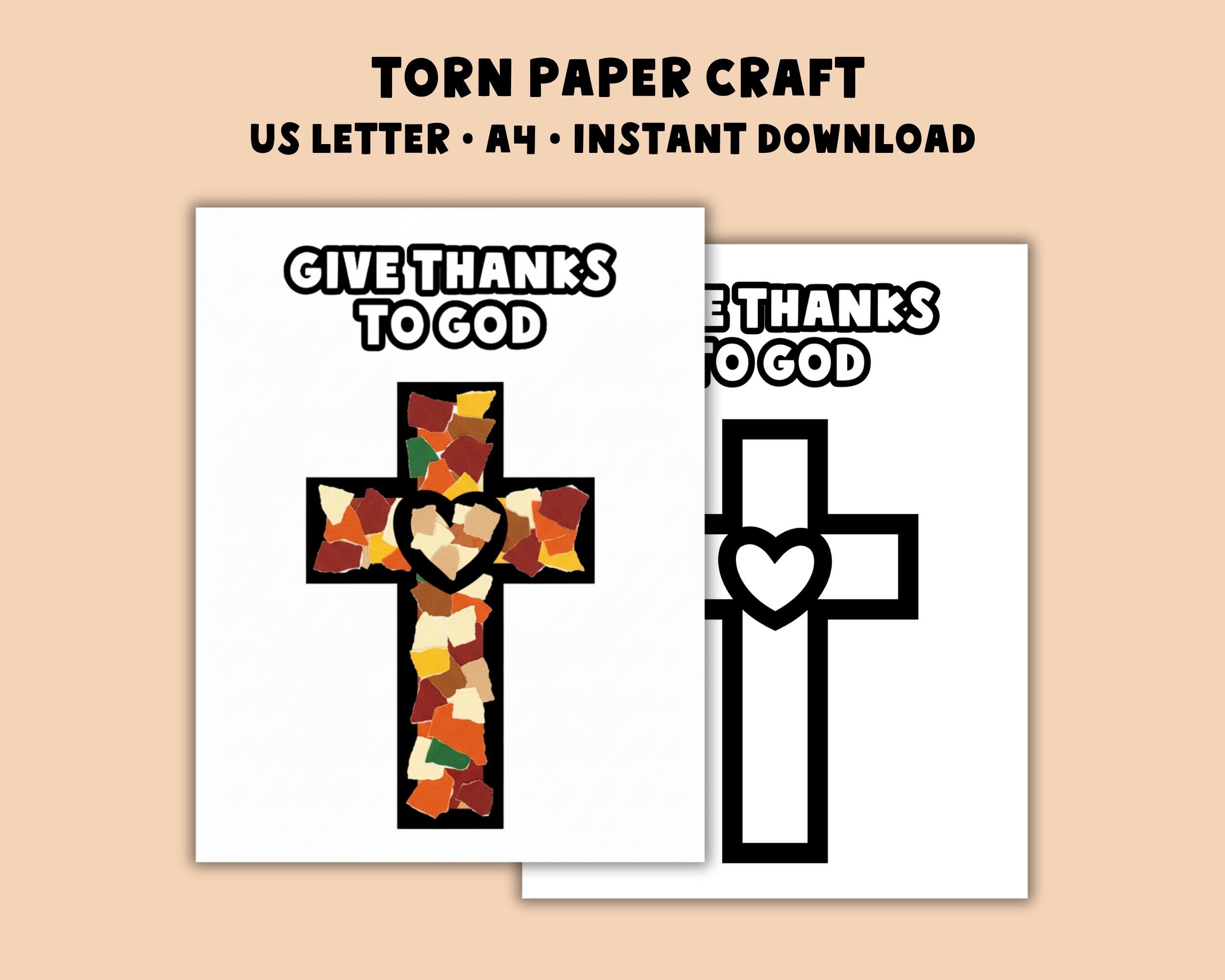 Sunday School Thanksgiving Craft: Give Thanks to God Torn Paper ...