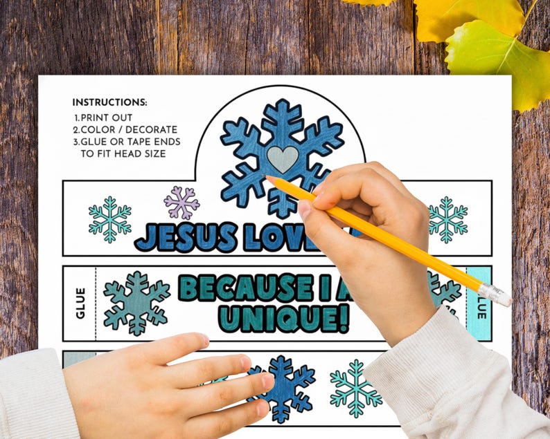 Winter Bible Craft: Snowflake Coloring Paper Crown Headband, Bible ...