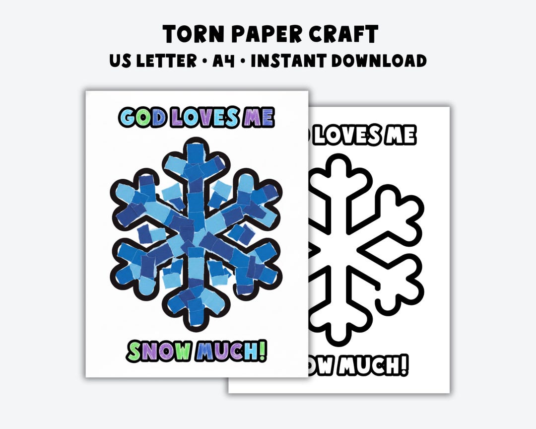 Winter Bible Craft: Sunday School Snowflake Torn Paper Activity, God ...