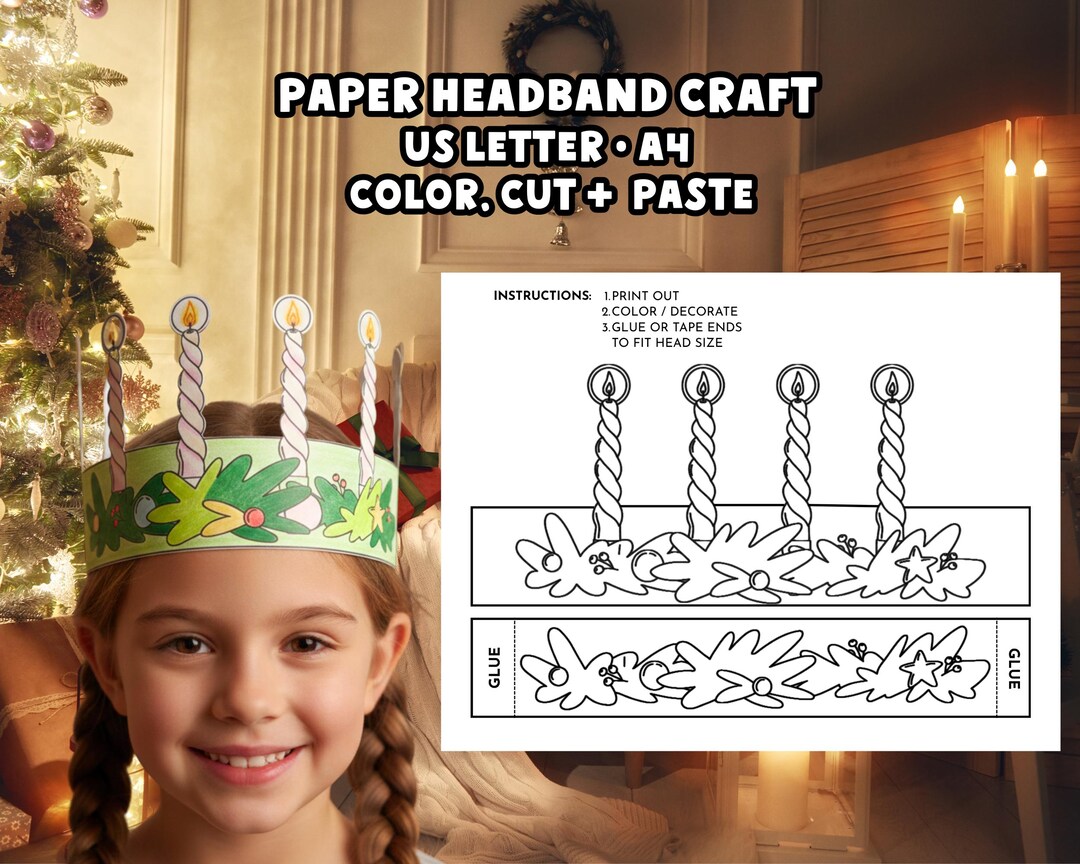 St Lucia Crown Craft: Saint Lucy Coloring Craft, Evergreen Crown With ...