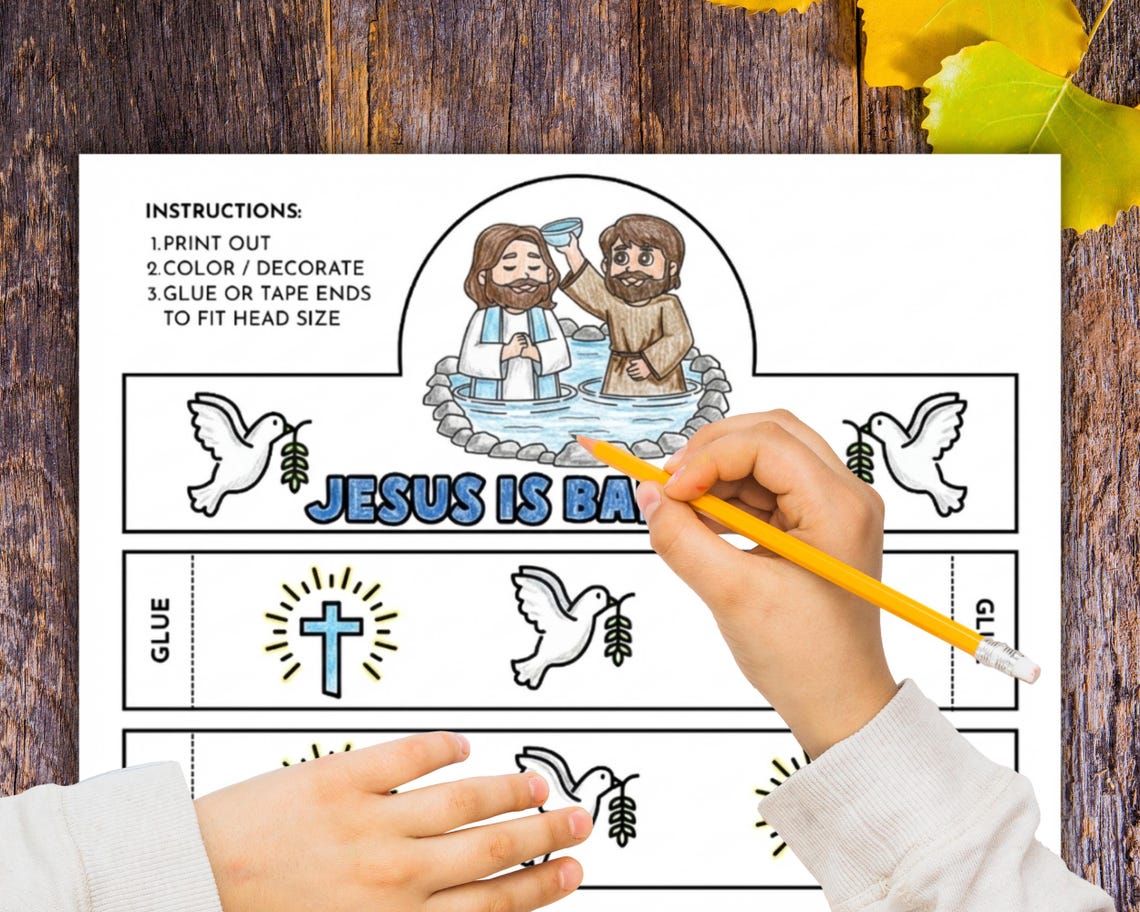 Jesus Baptism Craft: Baptism of the Lord Sunday School Activity, Jesus ...