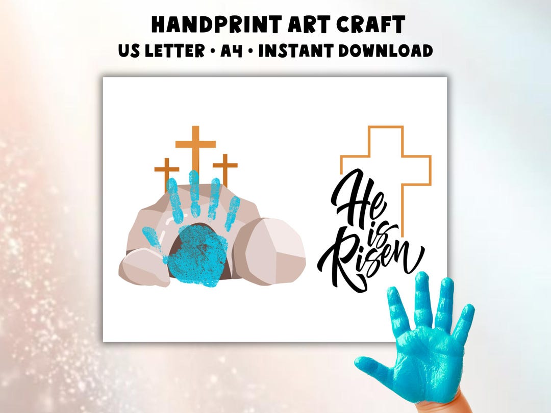 Easter Sunday School He is Risen Handprint Craft: Jesus Has Risen ...
