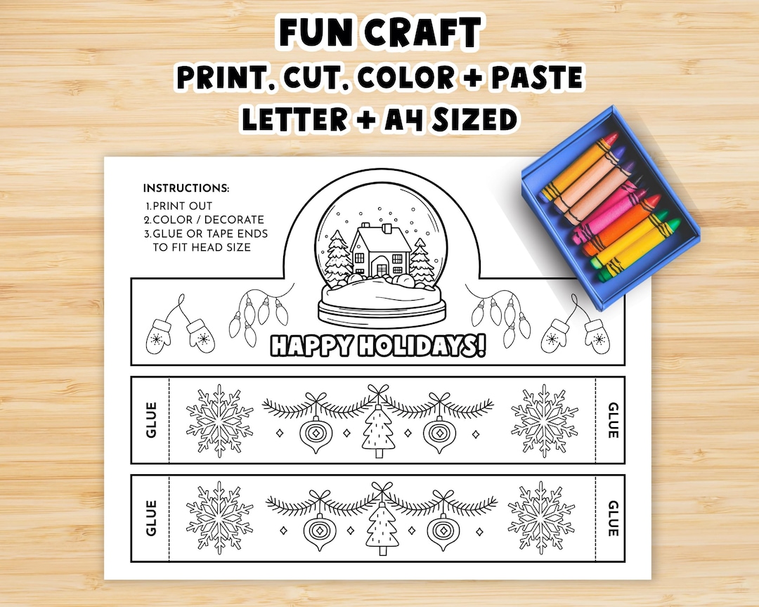 Happy Holidays Craft for Kids: Merry Christmas Paper Crown Headband ...