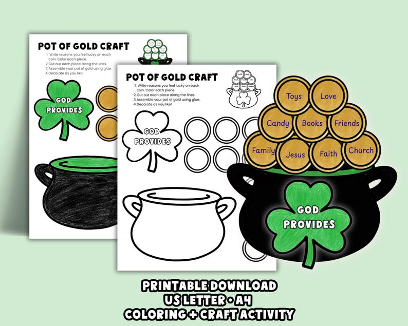 Sunday School St Patrick's Day Craft: Pot of Gold Gratitude Activity ...