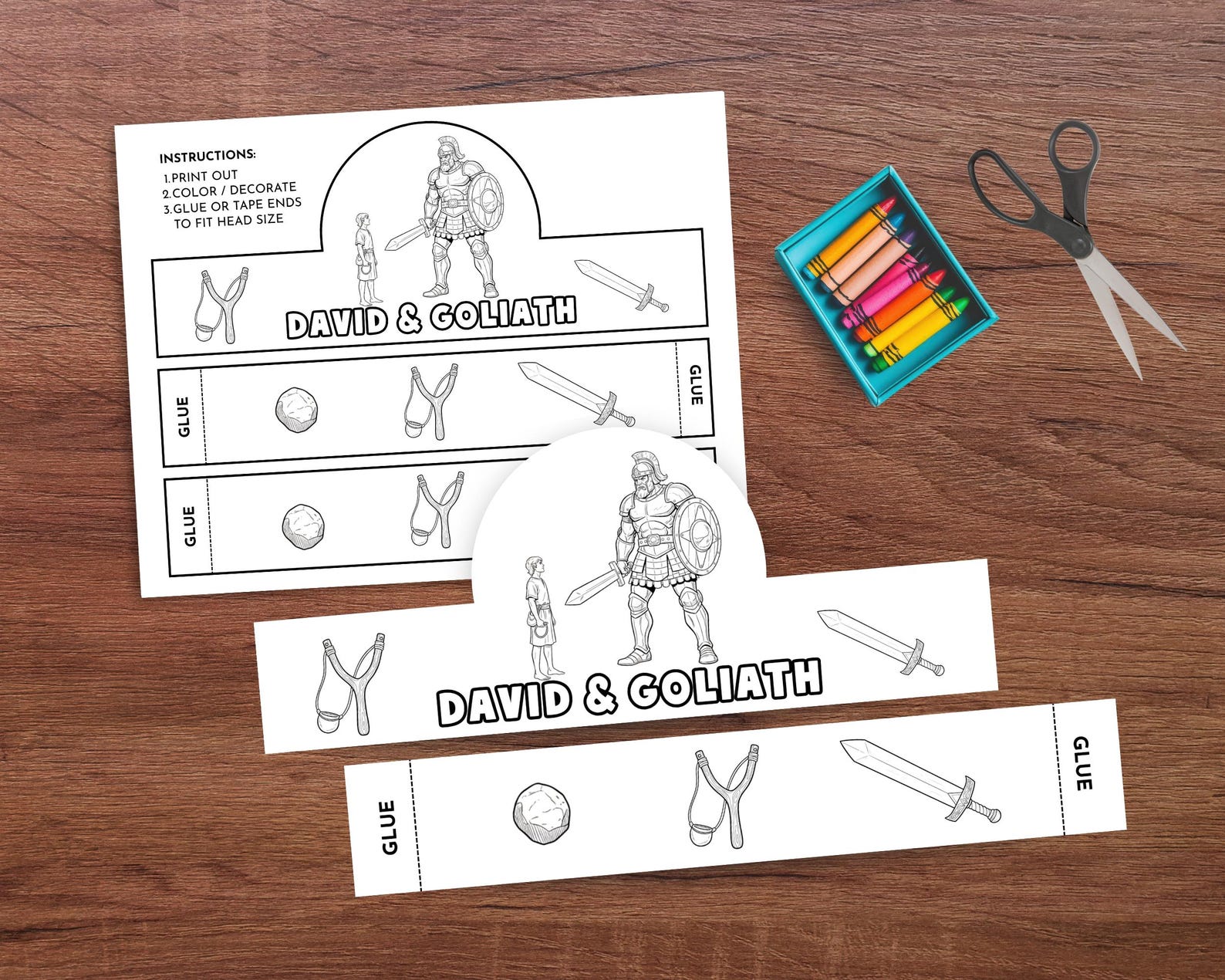 David + Goliath Sunday School Craft: Biblical Character Activity, Paper ...