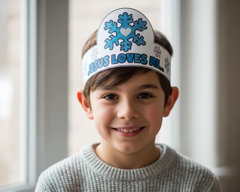 Winter Bible Craft: Snowflake Coloring Paper Crown Headband, Bible ...