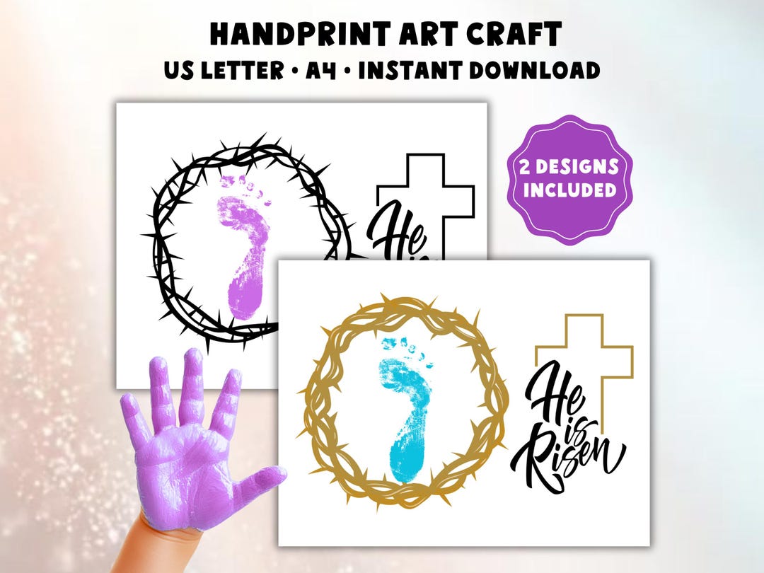 He is Risen Handprint Craft: Easter Sunday School Art, Jesus Has Risen ...