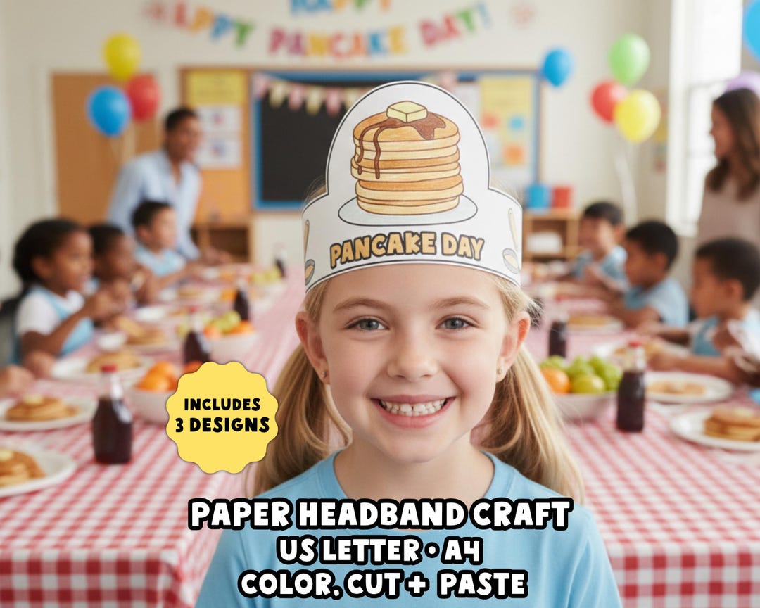 Pancake Tuesday Craft: Paper Crown Headband Pancake Day, Mardi Gras ...