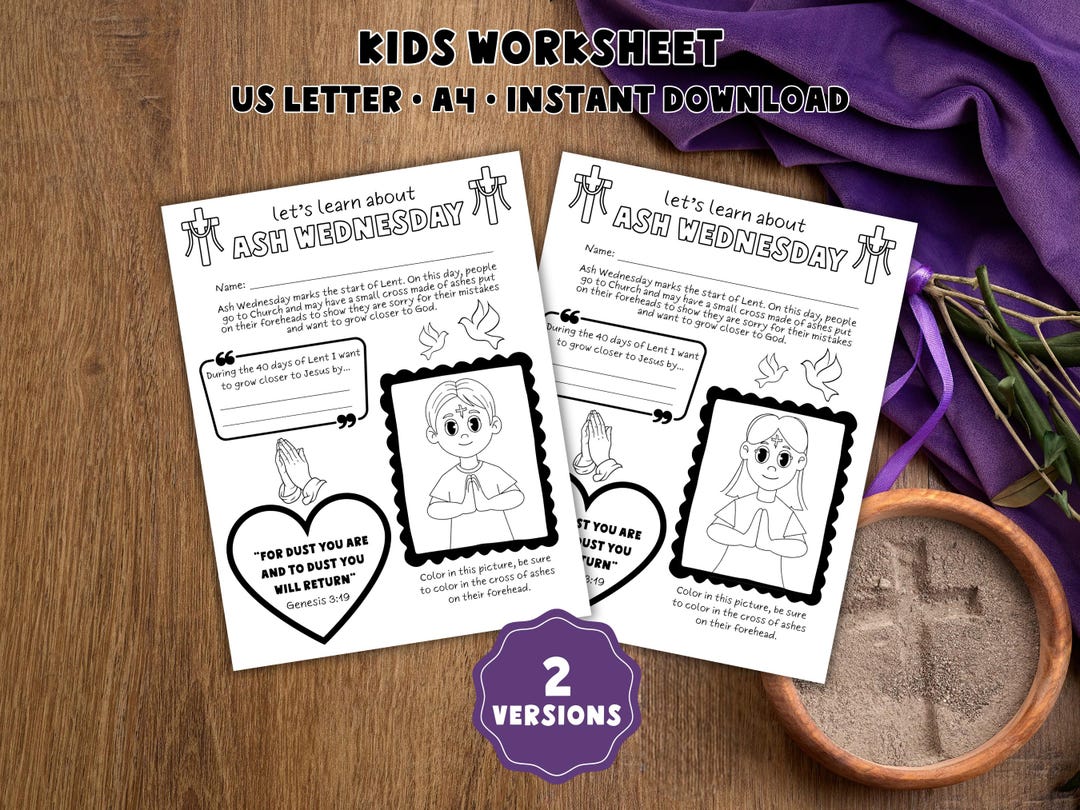 Ash Wednesday Sunday School Activity: First Day of Lent Coloring ...