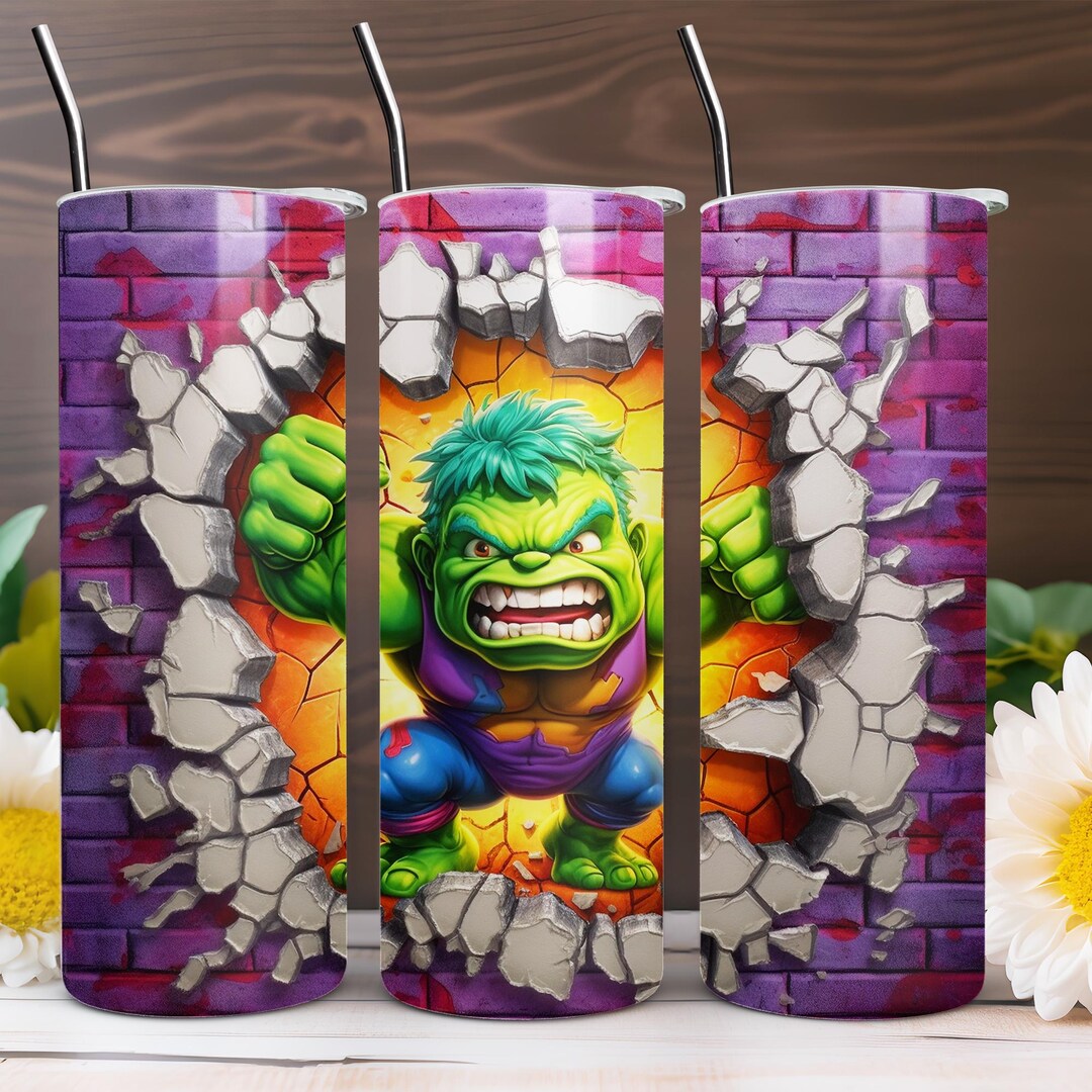 3D Hulk Busting Through Wall 20oz Skinny Straight Tumbler Gifts - Etsy