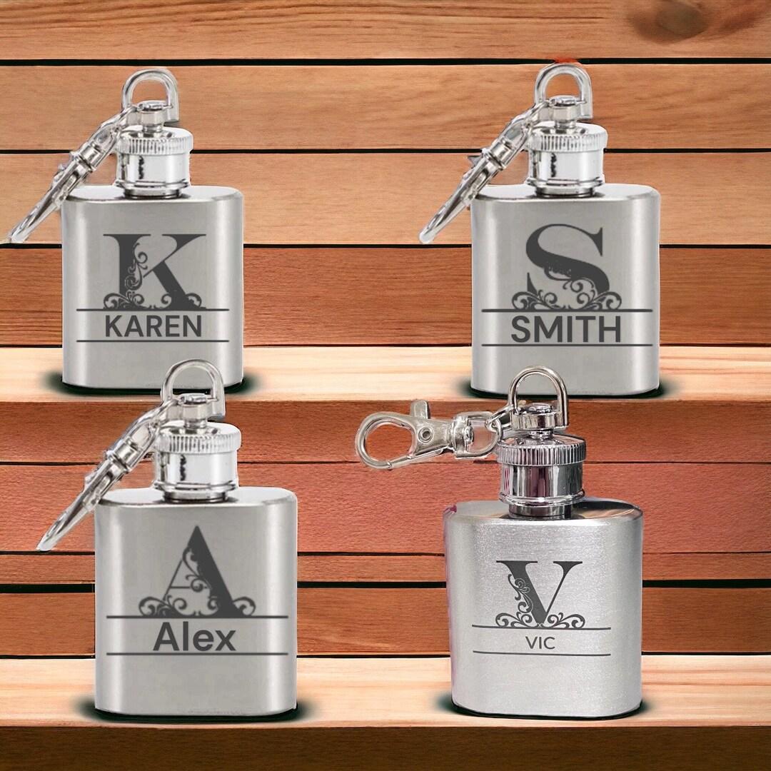 Personalized Engraved 1 Oz Stainless Steel Keychain Flask Customized ...