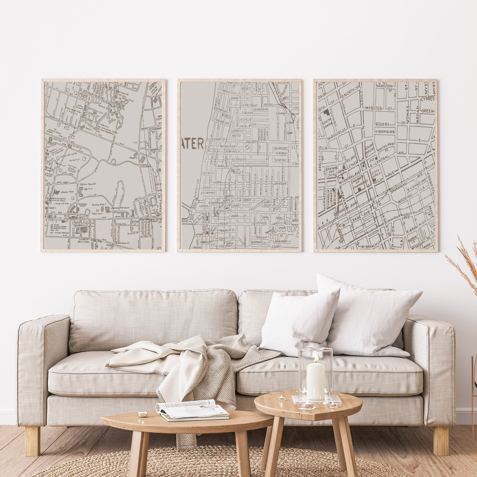 Set of 3 Vintage Map, Old Time Map, Digital Antique Map, Printable ...