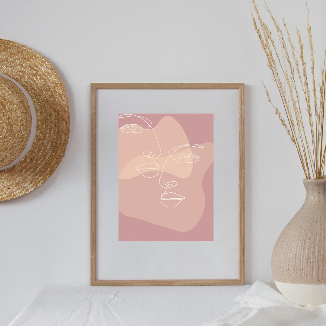 Minimalist Pink Single Line Art | Digital Download Wall Art Gift Idea ...