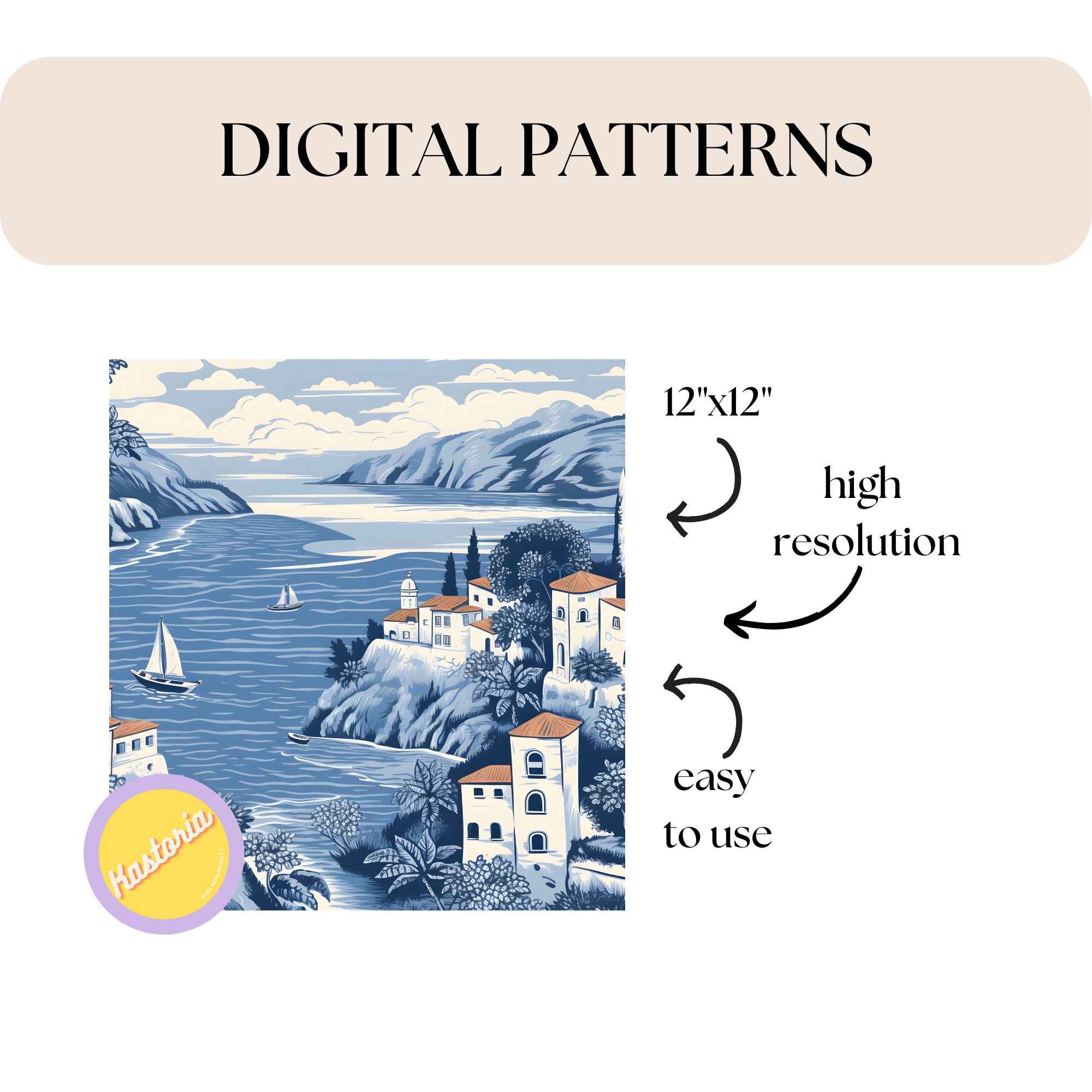 Italian Coast Digital Pattern, Amalfi Digital Paper, Italian Coast ...