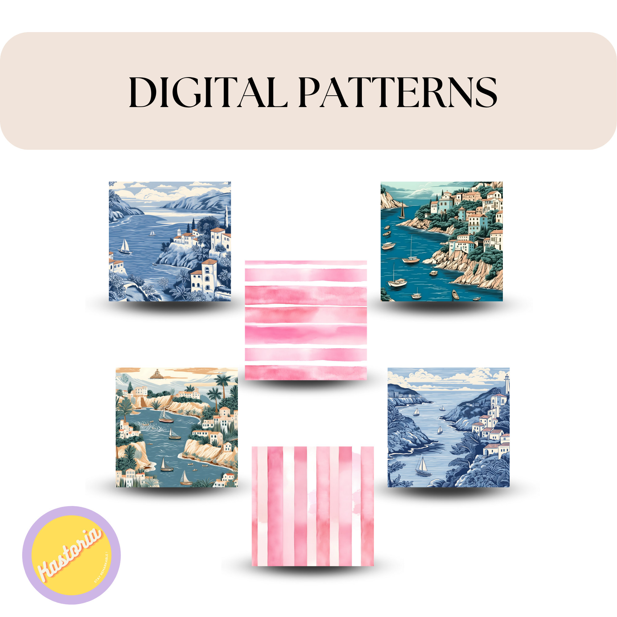 Italian Coast Digital Pattern, Amalfi Digital Paper, Italian Coast ...