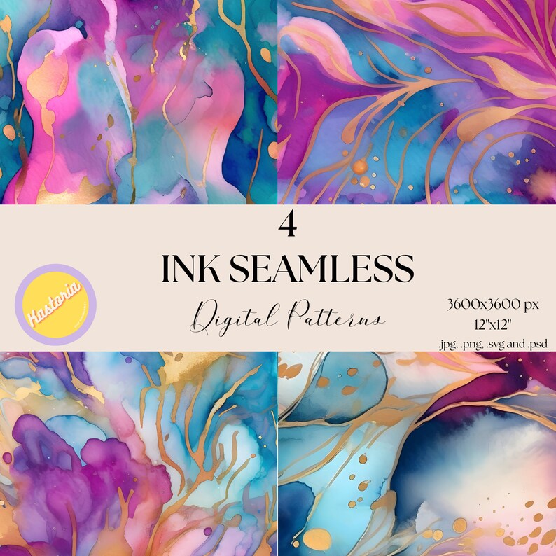 Alcohol Ink Digital Paper, Vibrant Watercolor Abstract Clipart ...