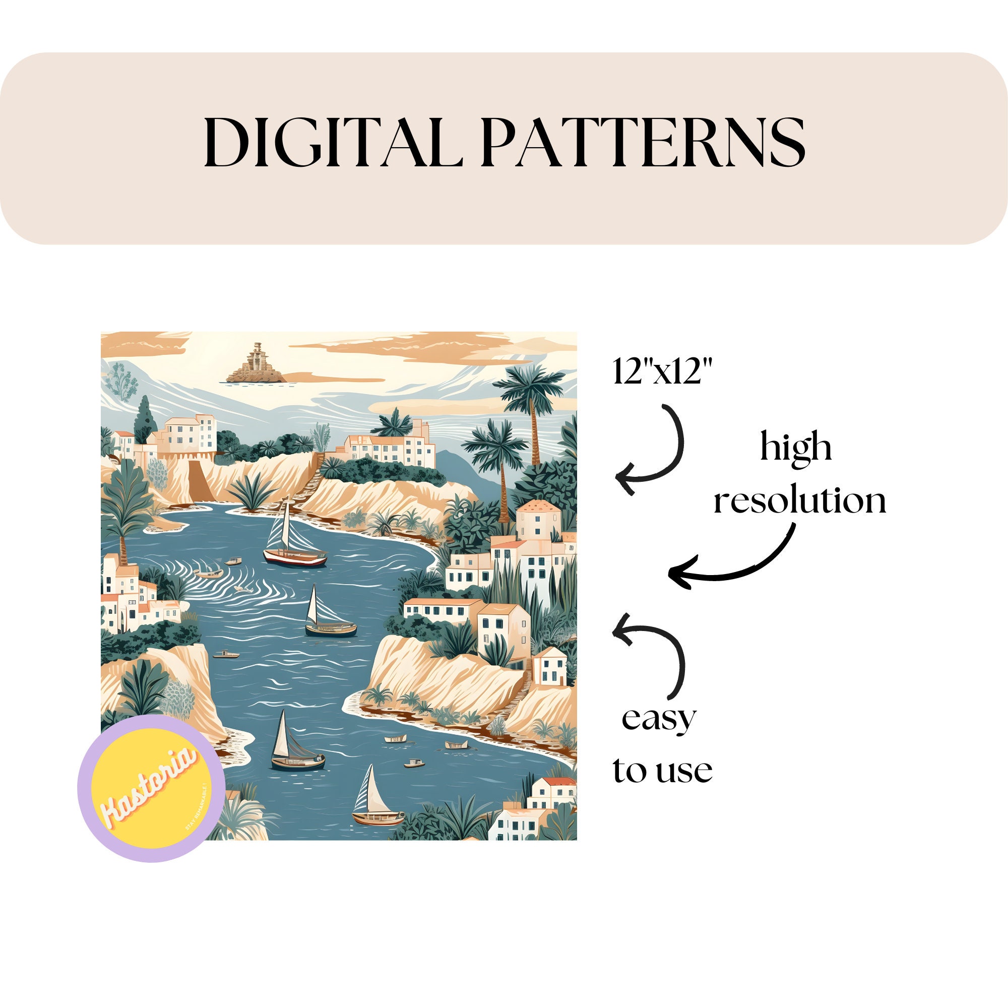 Italian Coast Digital Pattern, Amalfi Digital Paper, Italian Coast ...