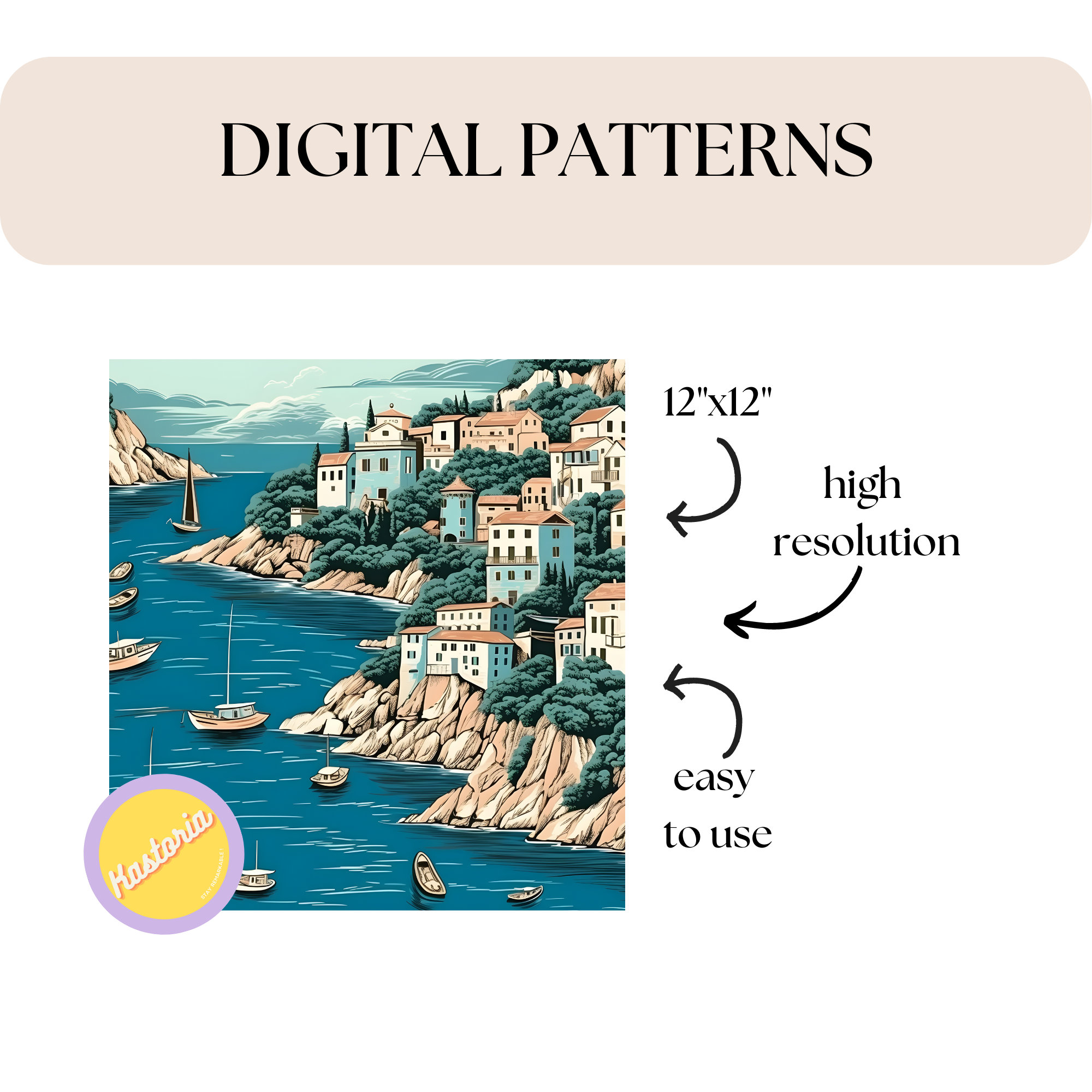 Italian Coast Digital Pattern, Amalfi Digital Paper, Italian Coast ...