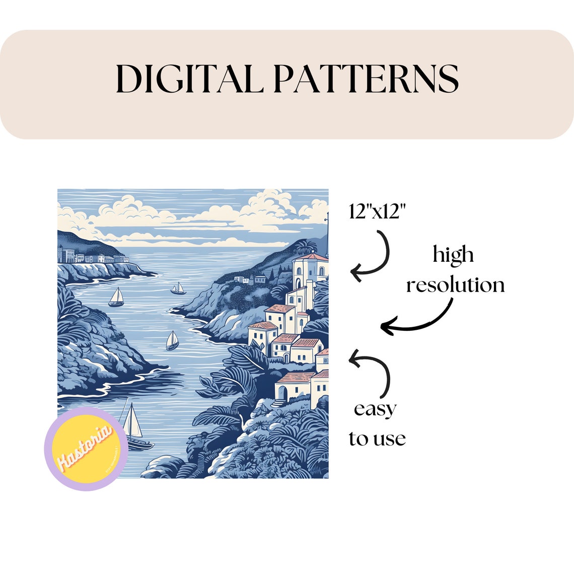 Italian Coast Digital Pattern, Amalfi Digital Paper, Italian Coast ...