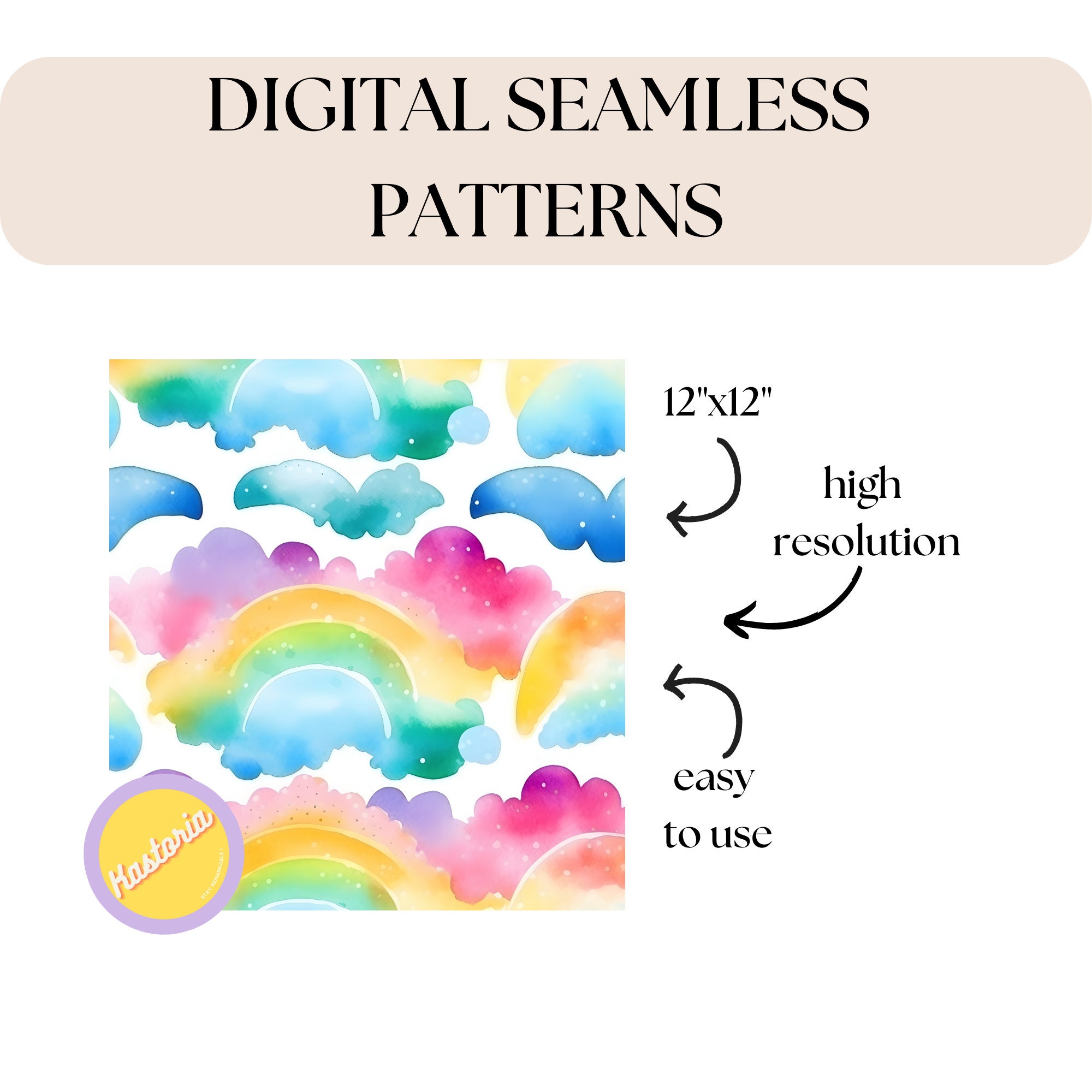10 Digital Rainbow Pattern, Watercolor Rainbow Seamless Patterns ...