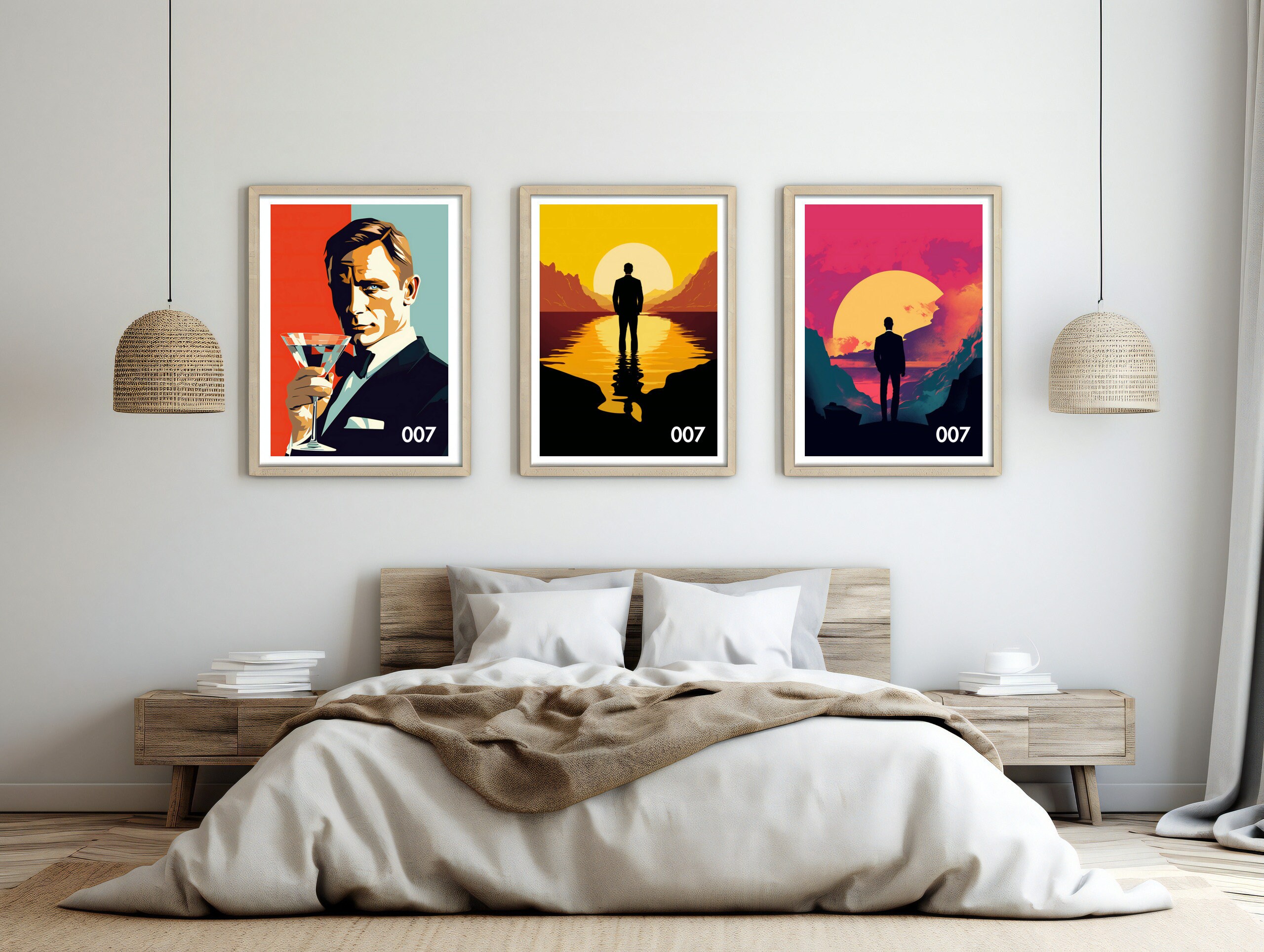 James Bond Posters Set, Bond Drinking Martini Poster, Movie Print ...