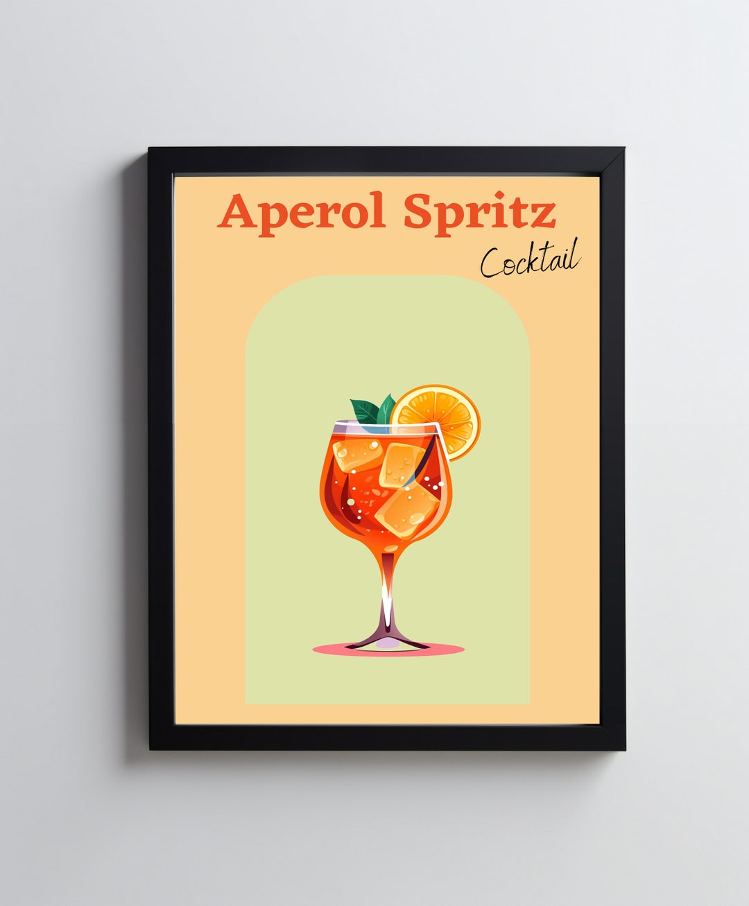 Aperol Spritz Print, Colorful Bar Cart Gallery Wall Art, Digital ...