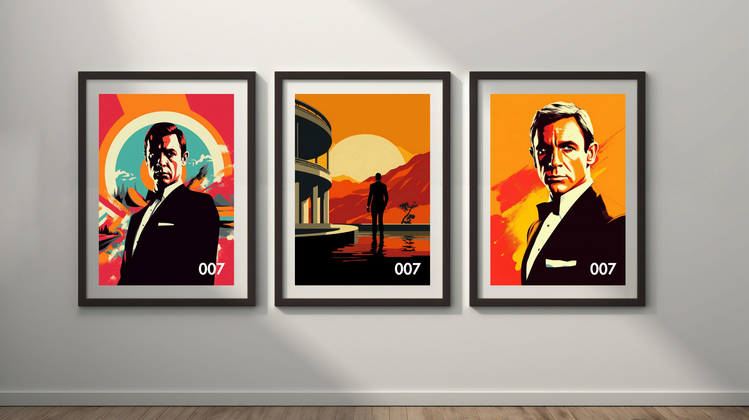 James Bond Posters Set, Bond Drinking Martini Poster, James Bond Movie ...