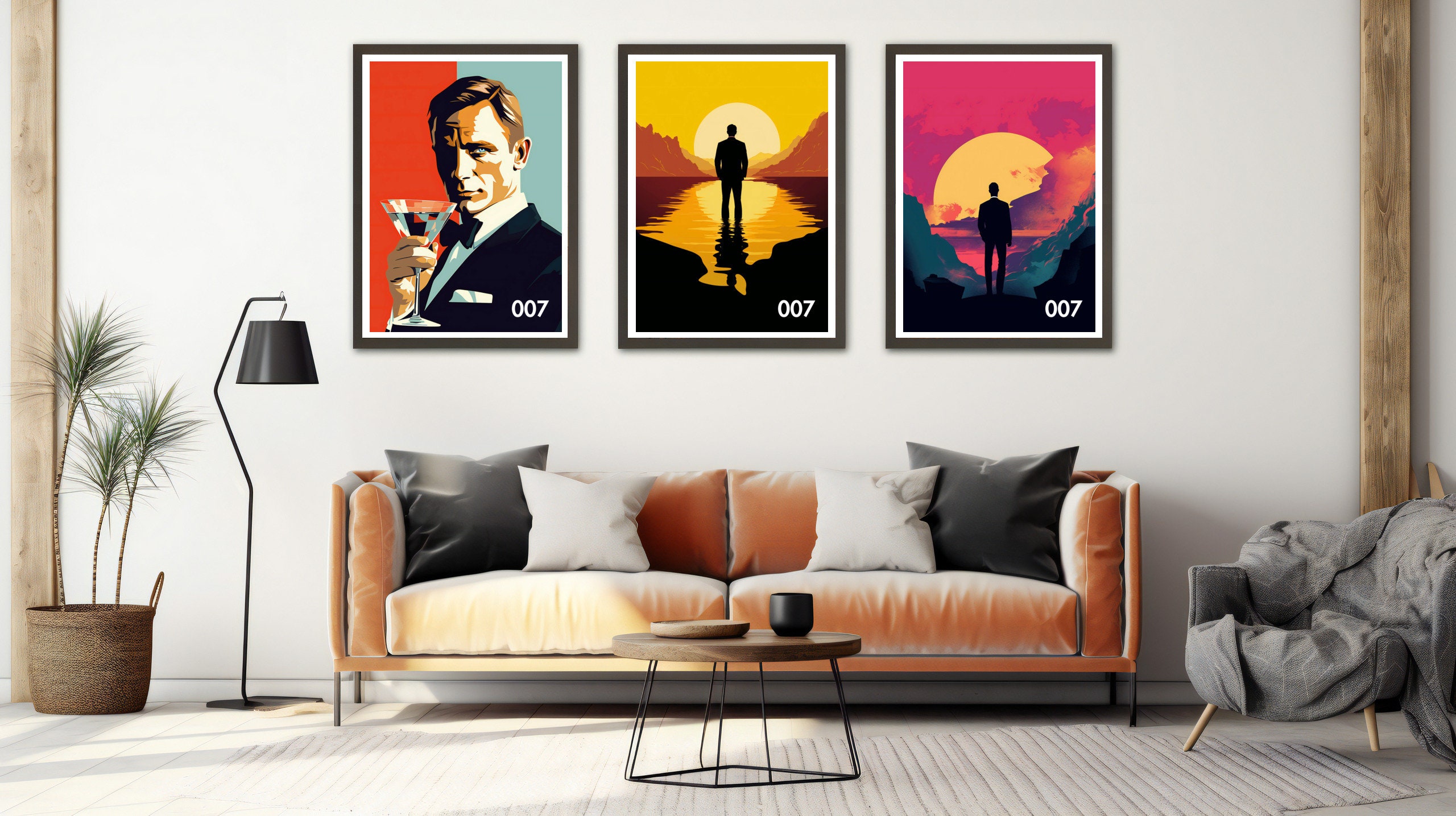 James Bond Posters Set, Bond Drinking Martini Poster, Movie Print ...