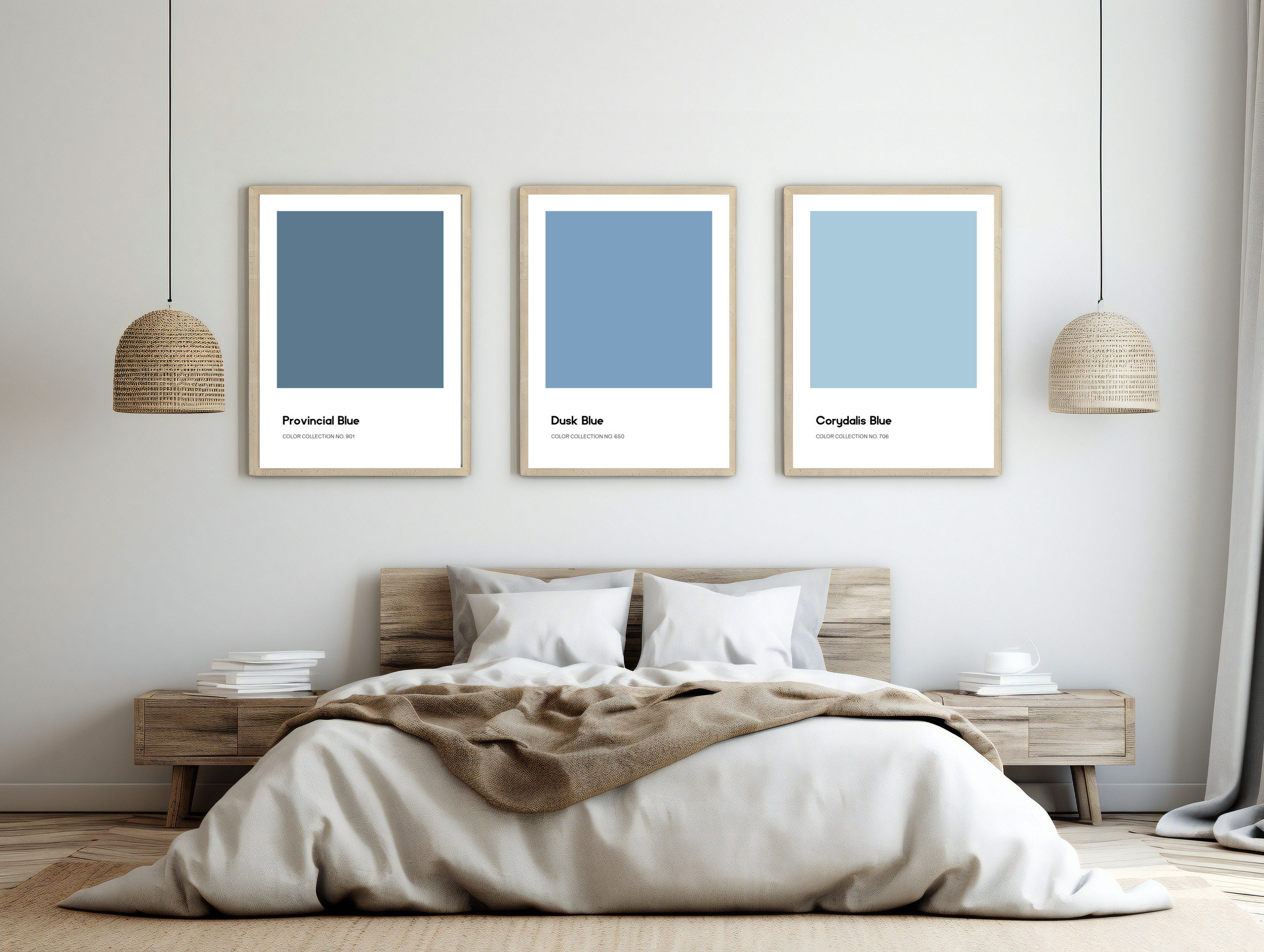 Pantone BLUE Wall Art Printable Bundle, Pantone Blue Color Set of 3 ...