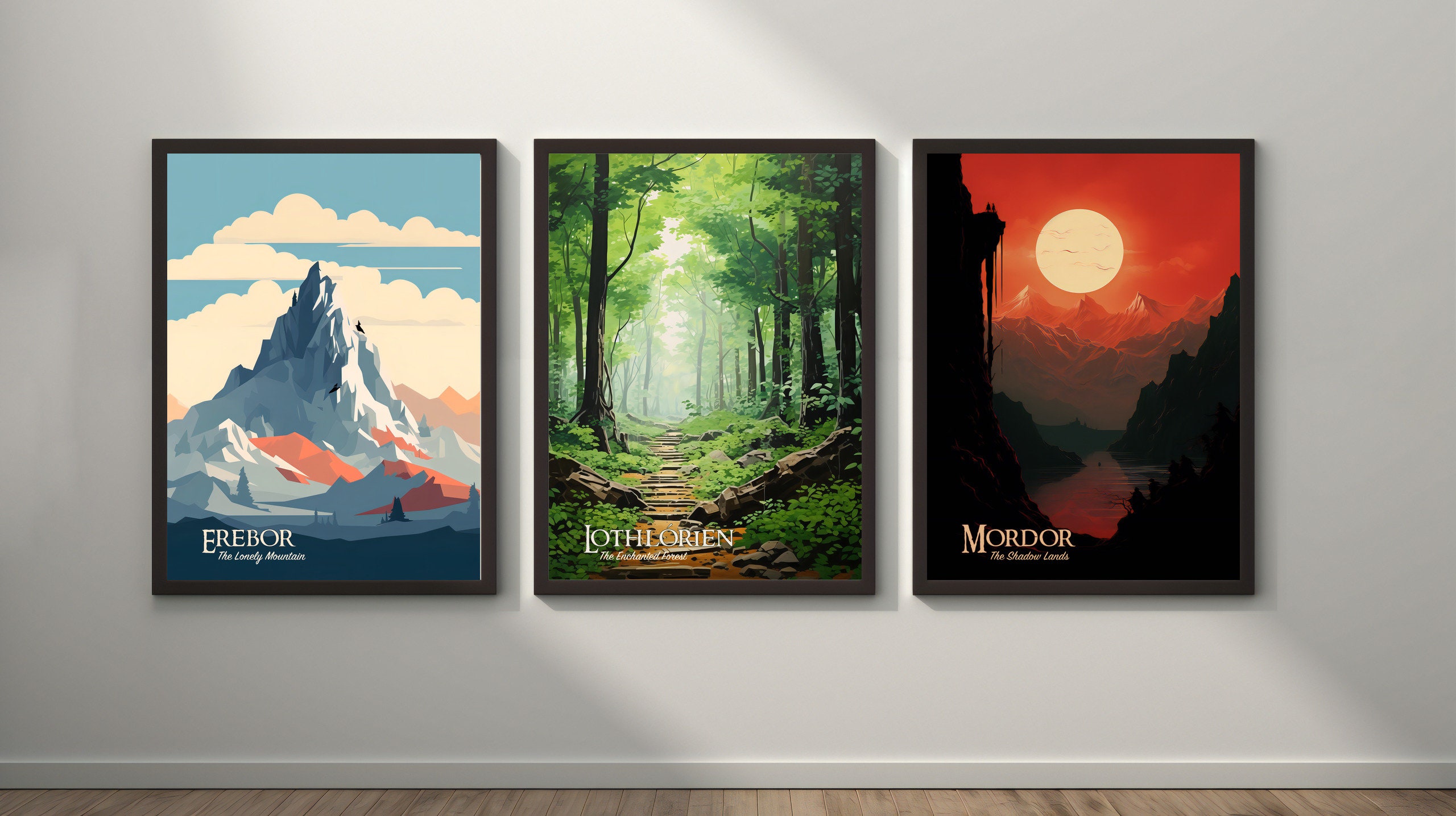 Lord of the Rings Travel Landscapes Set, Erebor, Lothlorien, Mordor ...