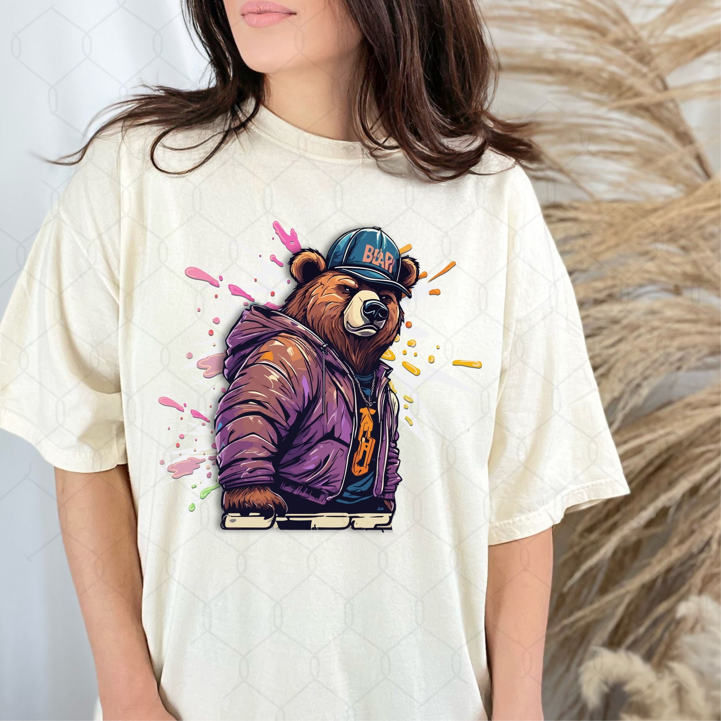 Colorful Bear Png for Dtf Png, Png Designs for Shirt, Hiphop Png, Png ...