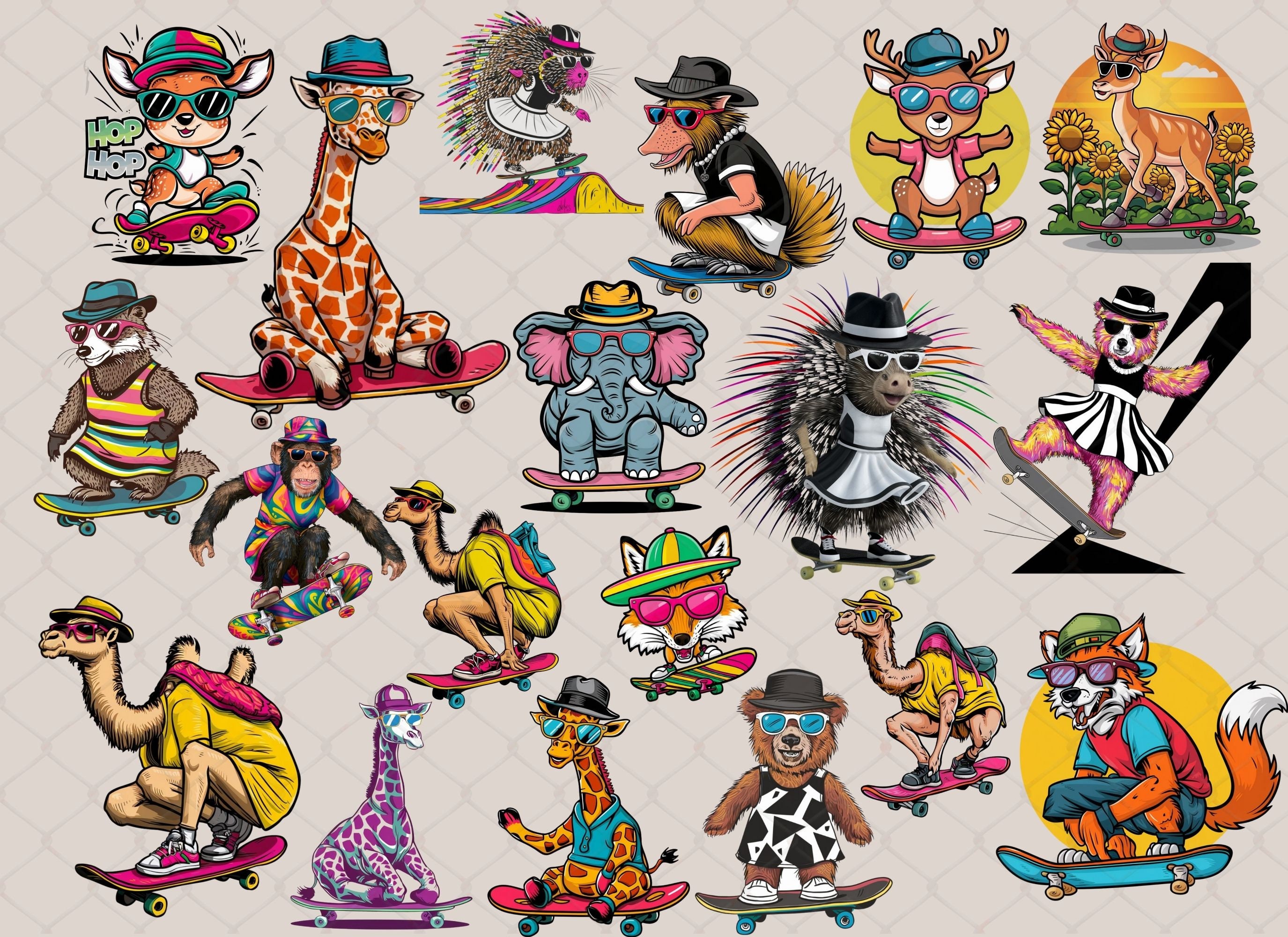 Skateboarding Animals Clipart PNG Bundle , Funny Street Animal Png, 20 ... Skateboarding Animals Clipart PNG Bundle , Funny Street Animal Png, 20 ...