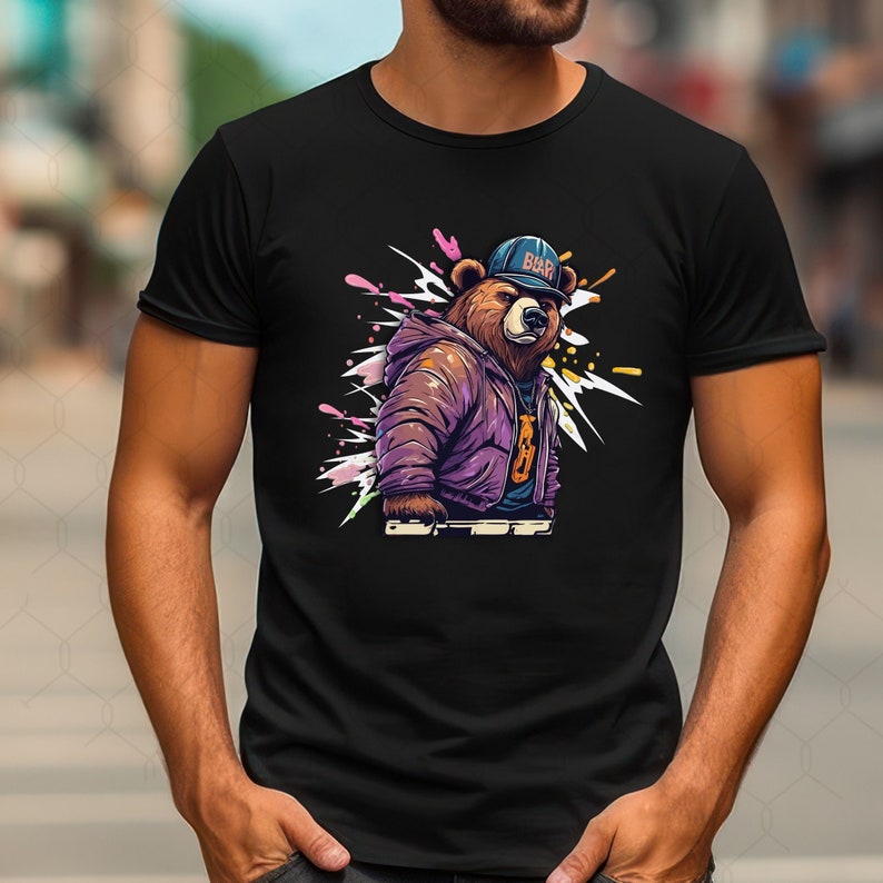 Colorful Bear Png for Dtf Png, Png Designs for Shirt, Hiphop Png, Png ...