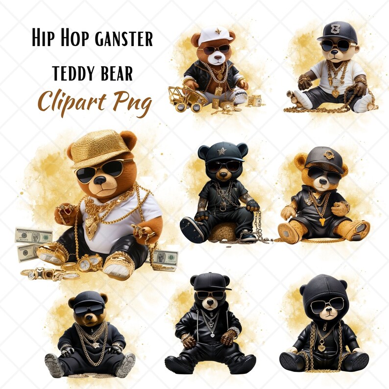 Teddy Bear Gangster Cool Hip Hop PNG Urban Design for Shirts Teddy Bear ...
