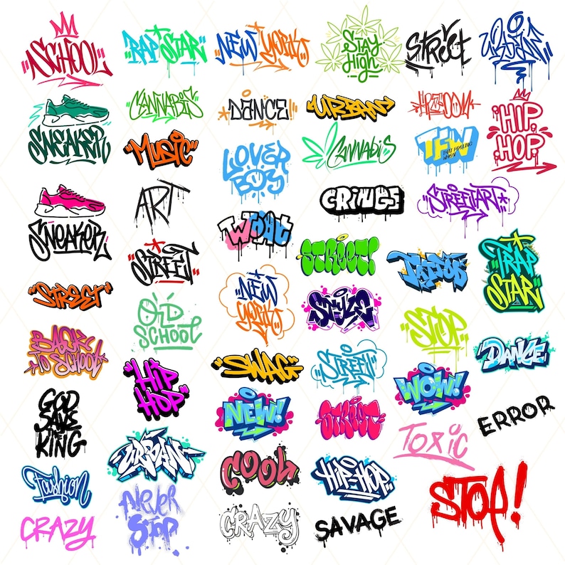 Hip Hop Graffiti Text Bundle, Wall Street Graffiti , Mega Graffiti ...