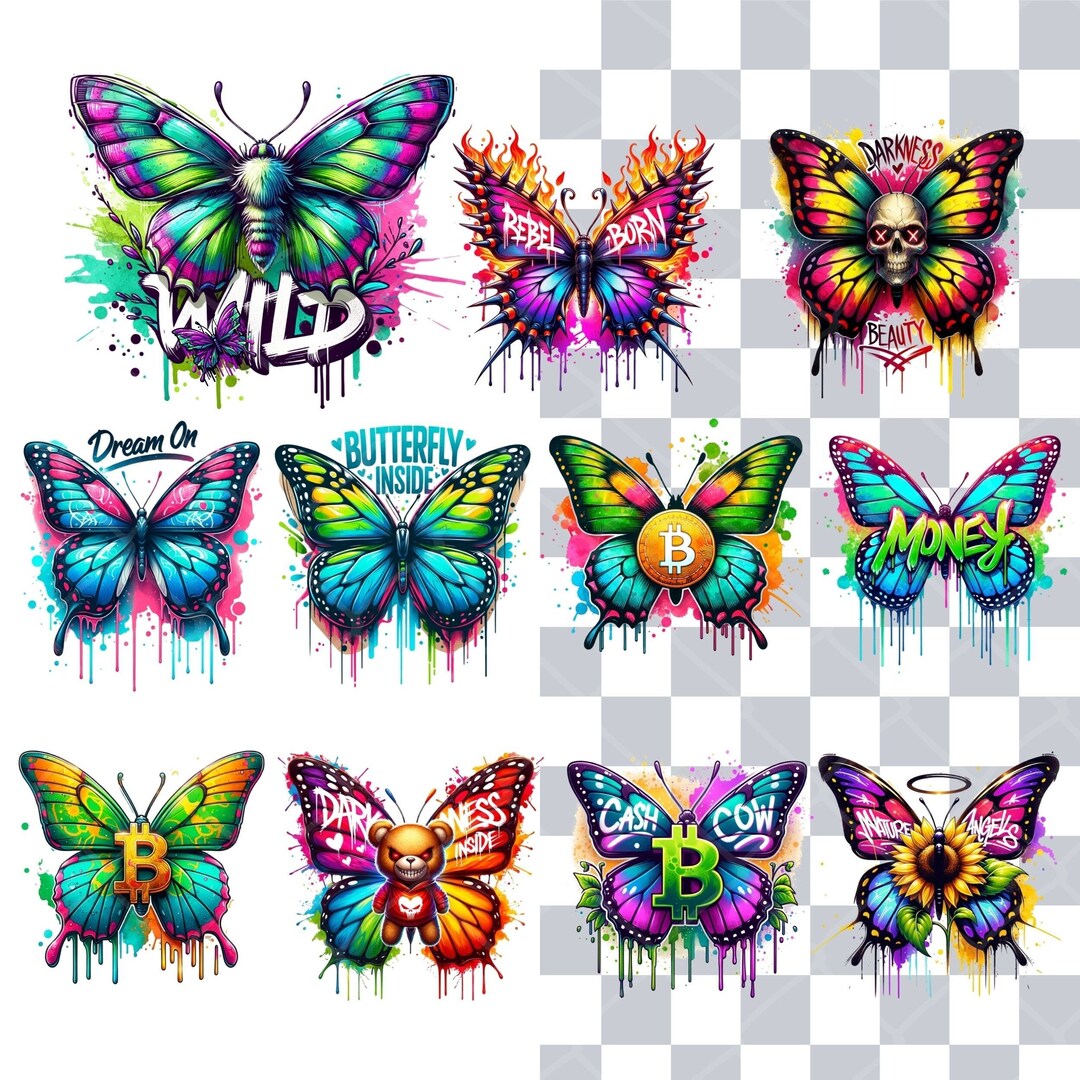 Butterfly PNG, Car Sticker Graffiti Streetart Style Weatherproof Vinyl ...