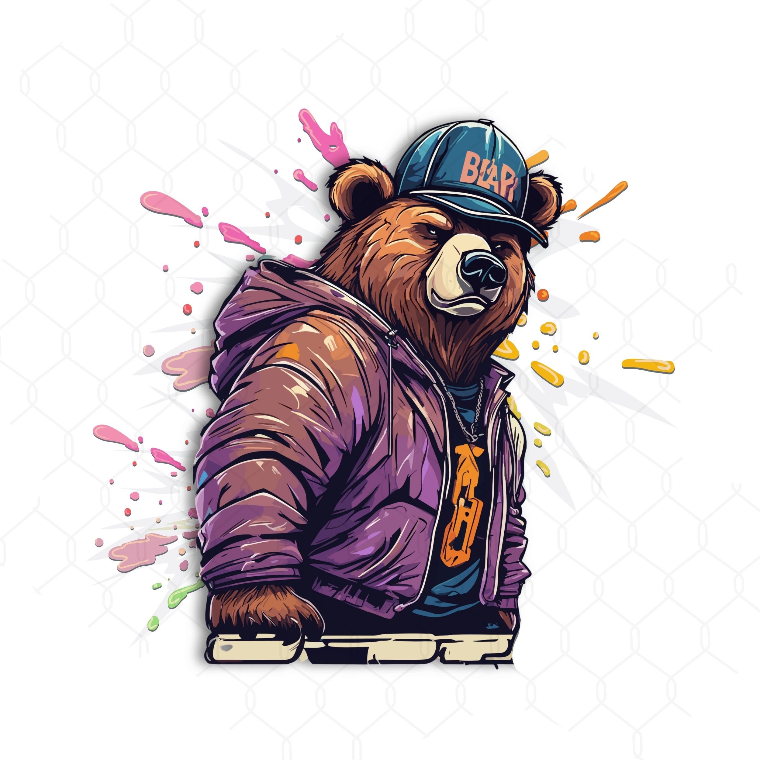 Colorful Bear Png for Dtf Png, Png Designs for Shirt, Hiphop Png, Png ...